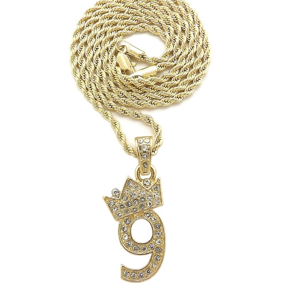 Accessories | Iced Out Number Crown Pendant 9 24 Rope Chain | Poshmark